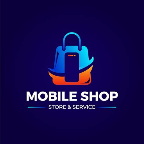 Gradient Mobile Store Logo Design Free Vector