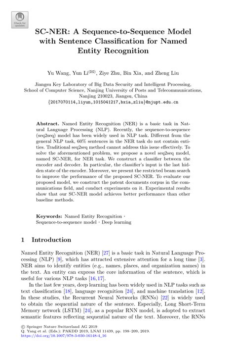 Pdf Sc Ner A Sequence To Sequence Model With Sentence Classification