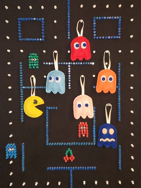 Felt Pac Man And Ghosts Set Of 6 Mini Felt Stuffies Pacman And Etsy