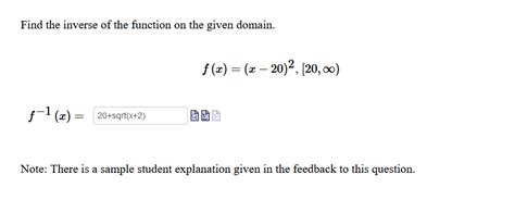 Solved Find The Inverse Of The Function On The Given Domain Chegg Com