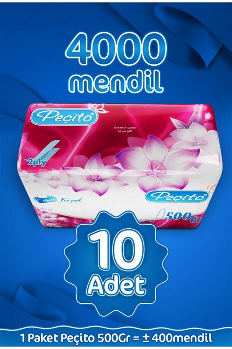 Peçito Elite 4000lü Çift Katlı Çek Al Mendil Seti 10adet X 400