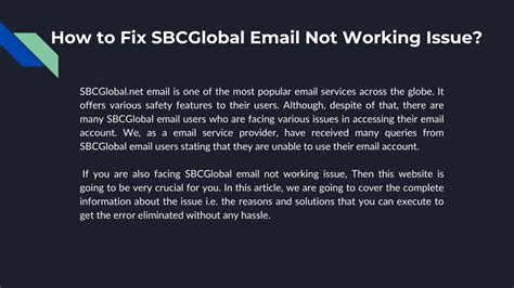 PPT How To Troubleshoot SBCGlobal Email Not Working Issue 1 877 422 4489 PowerPoint