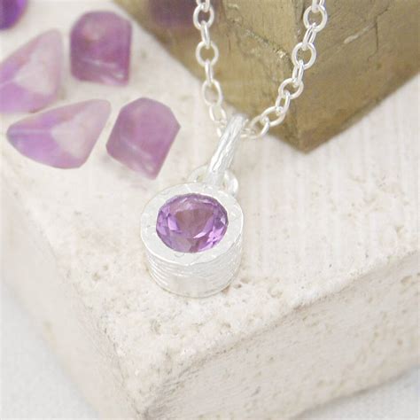 Amethyst February Birthstone Sterling Silver Pendant Necklace By Embers