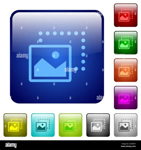 drag image to bottom left icons in rounded square color glossy button set stock vector image
