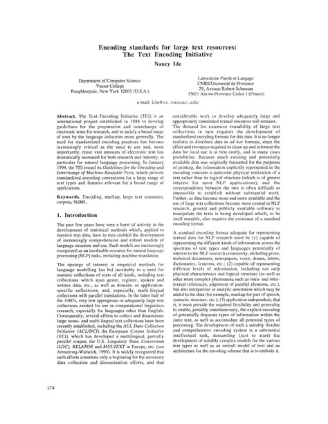 Pdf Encoding Standards For Large Text Resources The Text Encoding