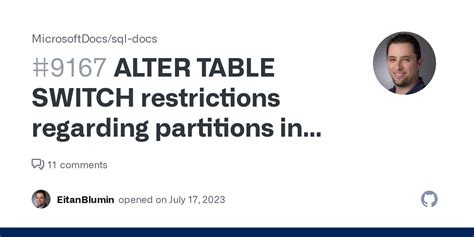 Alter Table Switch To Restrictions Regarding Number Of