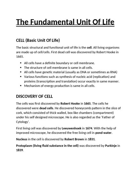The Fundamental Unit Of Life Pdf