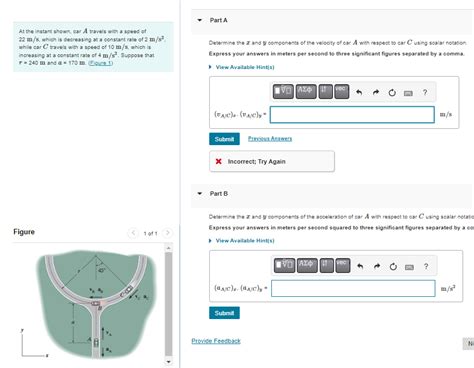 Solved At The Instant Shown Car A Travels With A Speed Of