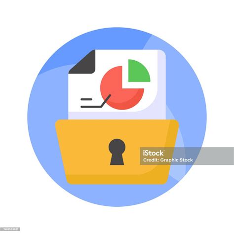 Pie Chart On Page With Keyhole Showing Concept Vector Of Secure Data