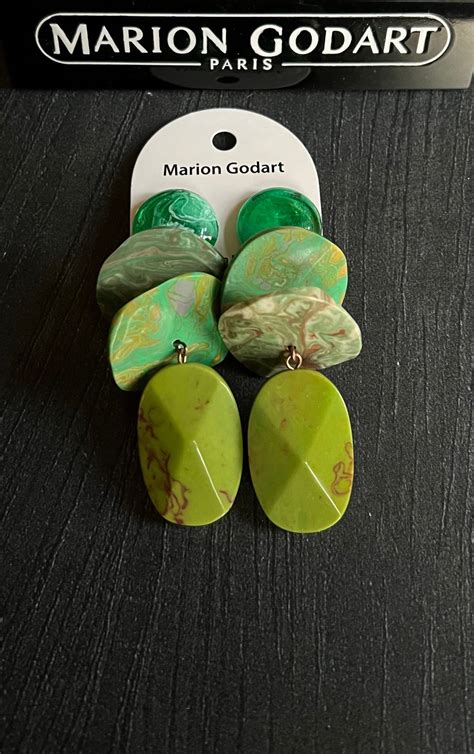 Marion Godart Paris Boucles Ovales Rabats Vert No2 Lively Colored Resin