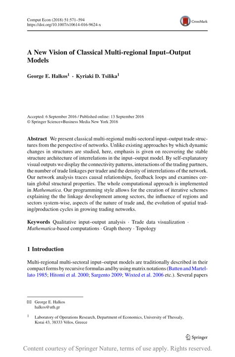 A New Vision Of Classical Multi Regional Inputoutput Models Request Pdf