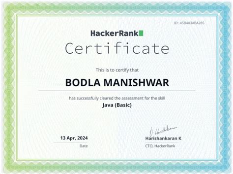 Completed Java Basic Certificate At Hackerrank Manishwar Bodla Posted On The Topic Linkedin