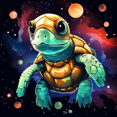 Premium Photo There Is A Turtle That Is Floating In The Space With