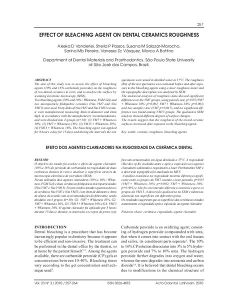 Pdf Effect Of Bleaching Agent On Dental Ceramics Roughness Vanessa Nicolle Melgar Vasquez
