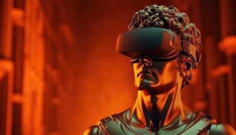 Virtual Reality Headset On Plaster Face Sculpture Vr Glasses Premium