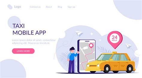 휴대 전화 화면에서 도시의지도모바일 앱을 통해 택시를 호출합니다 큰 전화와 녹색 자동차 근처에 있는 사람들 현대 플랫 벡터 그림입니다 방문 웹 페이지 템플릿입니다 개념에
