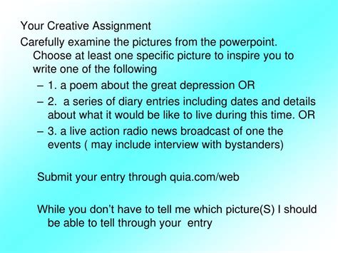 Ppt Your Creative Assignment Powerpoint Presentation Free Download Id 5298569