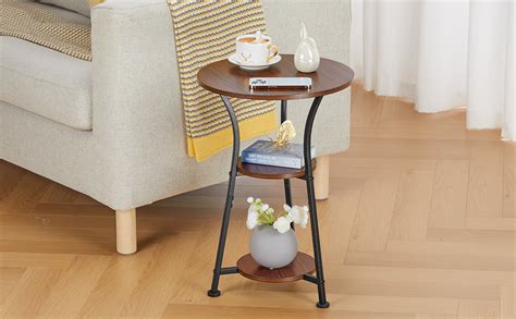 Dulcii Round Side Table For Narrow And Small Spaces3 Tier