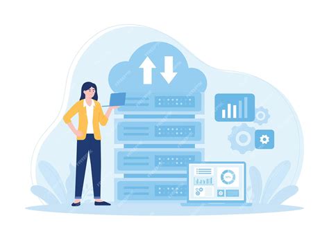 Premium Vector Database Management System Web Hosting Concept Flat Illustration