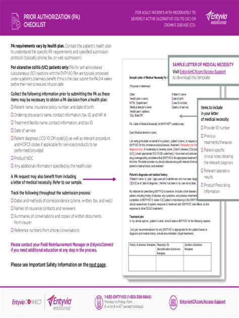 Fillable Online Entyvio Prior Authorization Checklist Use The Prior Authorization Checklist And