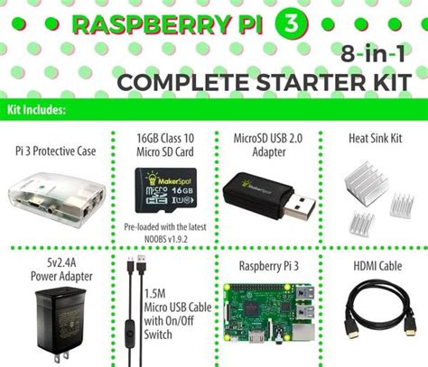 Makerspot 4999 8 In 1 Raspberry Pi 3 Complete Starter Kit