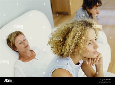 Woman With Son And Mother In Law Stock Photo Alamy