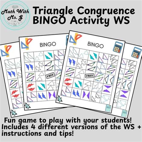 Triangle Congruence Bingo Activity Game Ws By Mathematics With Ms G