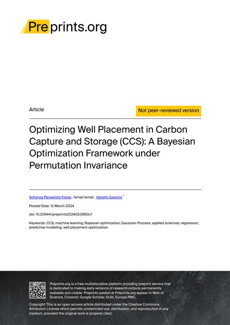 Pdf Optimizing Well Placement In Carbon Capture And Storage Ccs A Bayesian Optimization