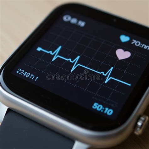 Smartwatch Displaying A Digital Heart Rate Monitor The Screen Shows Stock Illustration