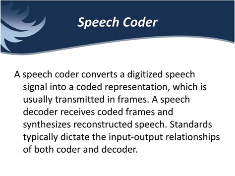 Ppt Basics Of Speech Coding Powerpoint Presentation Free Download