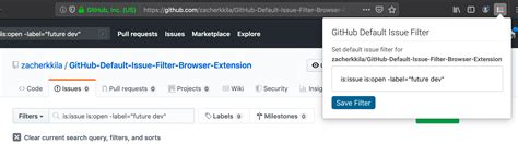GitHub Zacherkkila GitHub Default Issue Filter Browser Extension That Allows Setting A