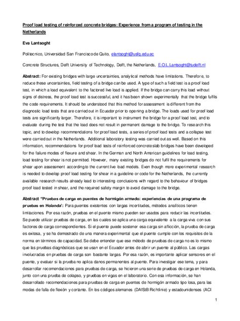 Pdf Proof Load Testing Of Reinforced Concrete Bridges Experience