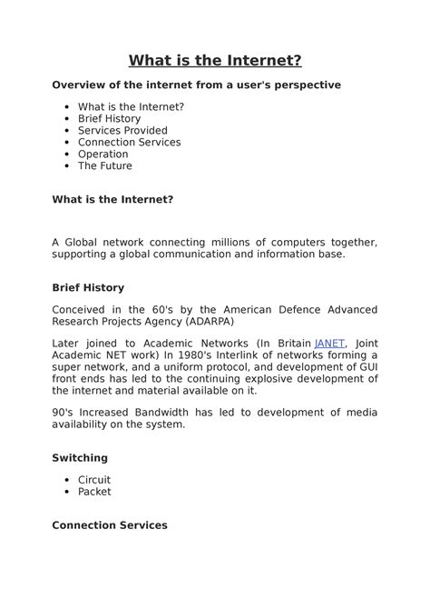 What Is The Internet Lecture Notes What Is The Internet Overview Of The Internet From A