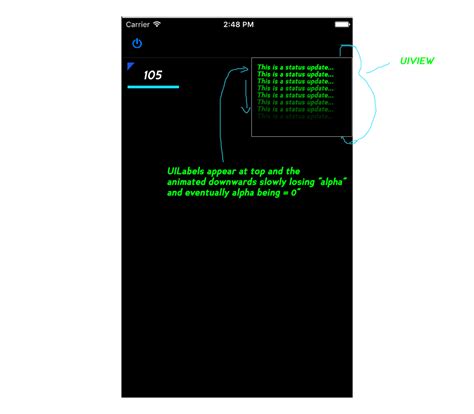 Swift Create Uilabel At Topleft Of Uiview And Animate Straight
