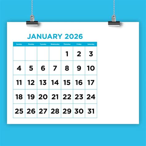 2026 Large Number Bold Color 85x11 Inch Calendar Template Pdf 