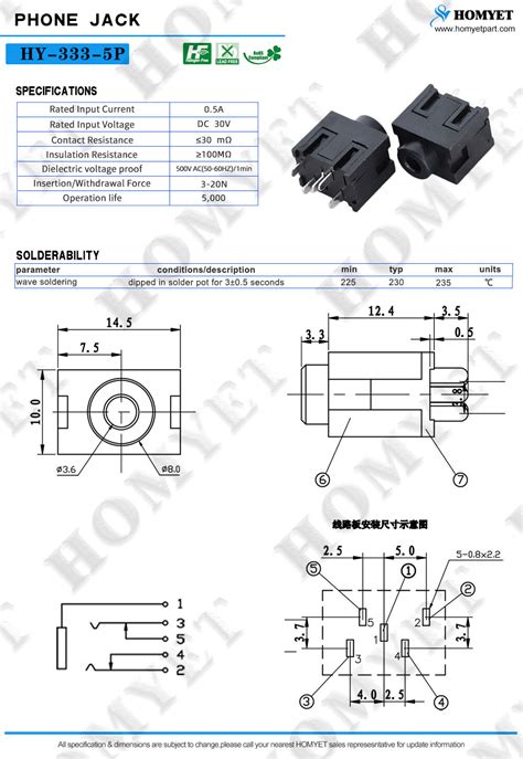 35mm Earphone Socket Stereo 6p Rear Straight Plug 180 ° Plug Board
