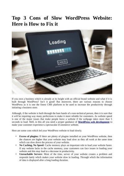 Top Cons Of Slow WordPress Website Here Is How To Fix It