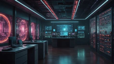 Quantum Computing Hub Futuristic Center Processes Data With Quantum