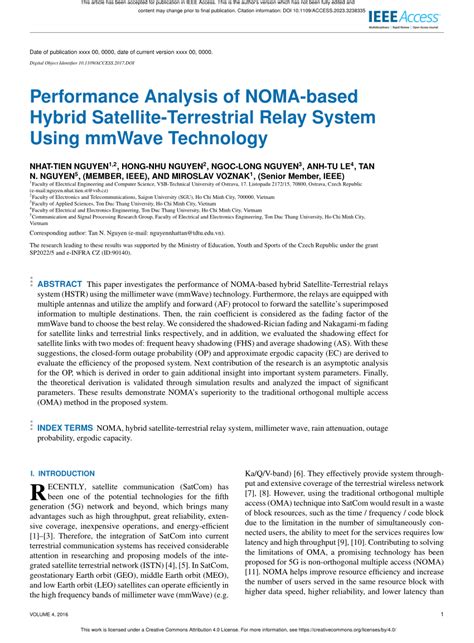Pdf Performance Analysis Of Noma Based Hybrid Satellite Terrestrial Relay System Using Mmwave