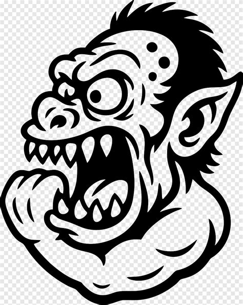 Kepala Ogre Makhluk Mitos Monster Fantasi Makhluk Marah Karakter Kartun Seni Gambar