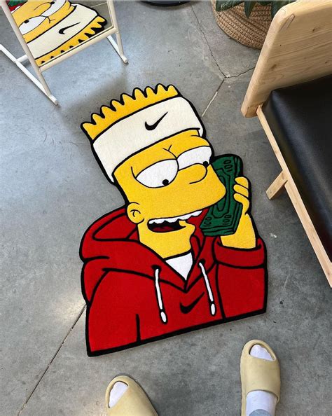 Bart Simpson Custom Tufted Rug Handmade Cartoon Tufting Rug Etsy