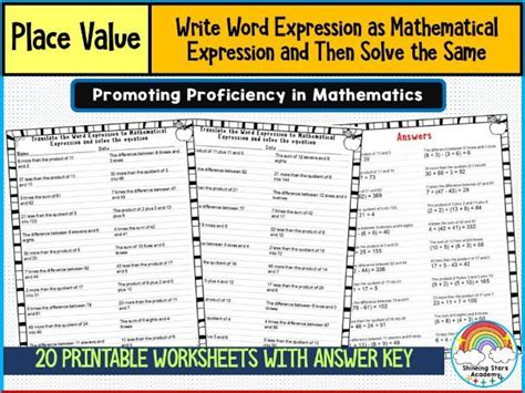 Write Each Word Expression As Mathematical Expression And Then Solve Worksheets Translating