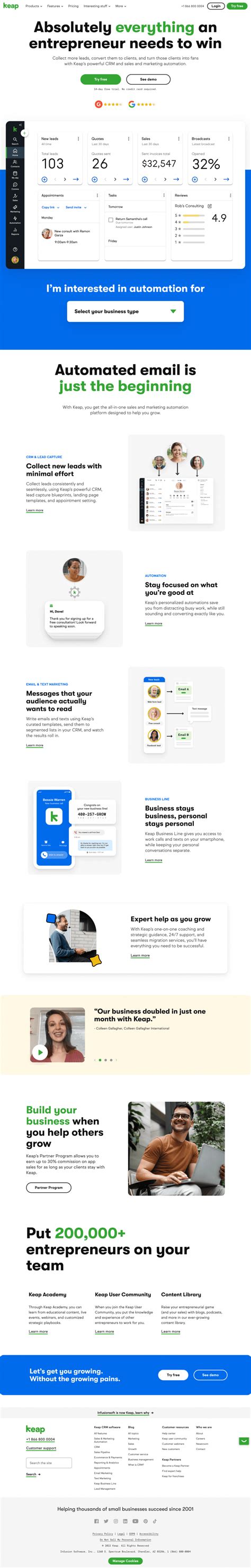 Keap Page SaaS Landing Page