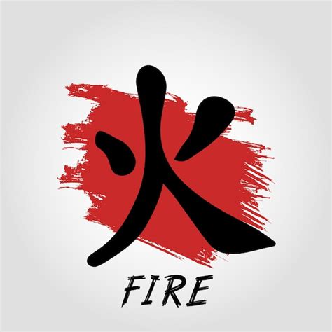 Simbolos De Fogo Japoneses Kanji Letras Japonesas Fogo Vetor Premium