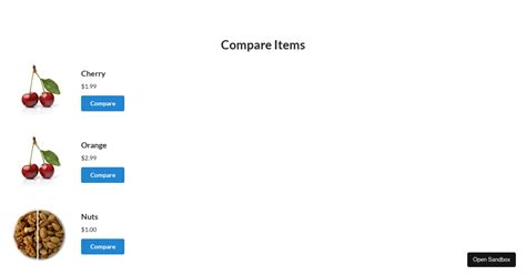 Product Compare Demo Codesandbox