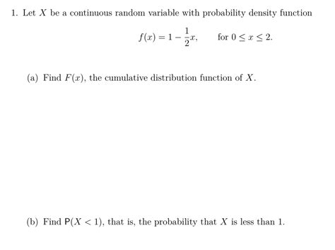 solved let x ﻿be a continuous random variable with