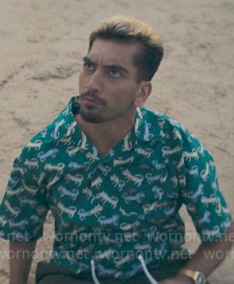 Wornontv Dionysuss Green Tiger Print Shirt On Kaos Nabhaan Rizwan