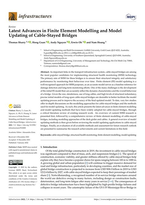 PDF Latest Advances In Finite Element Modelling And Model Updating Of Cable Stayed Bridges