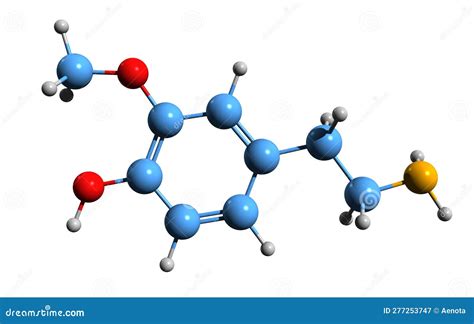 3d Image Of 3 Methoxytyramine Skeletal Formula Royalty Free Stock