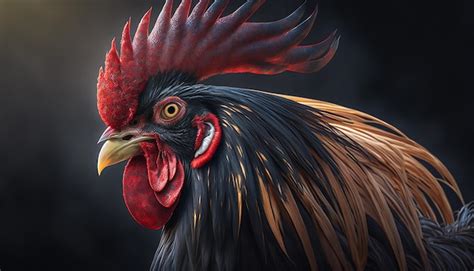 Gallo De Colores Brillantes Que Una Gallina Ai Generó Ar Foto Premium